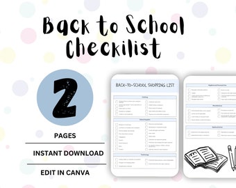 Printable Back to School Checklist for Kids 2023-2024 School Planner ...