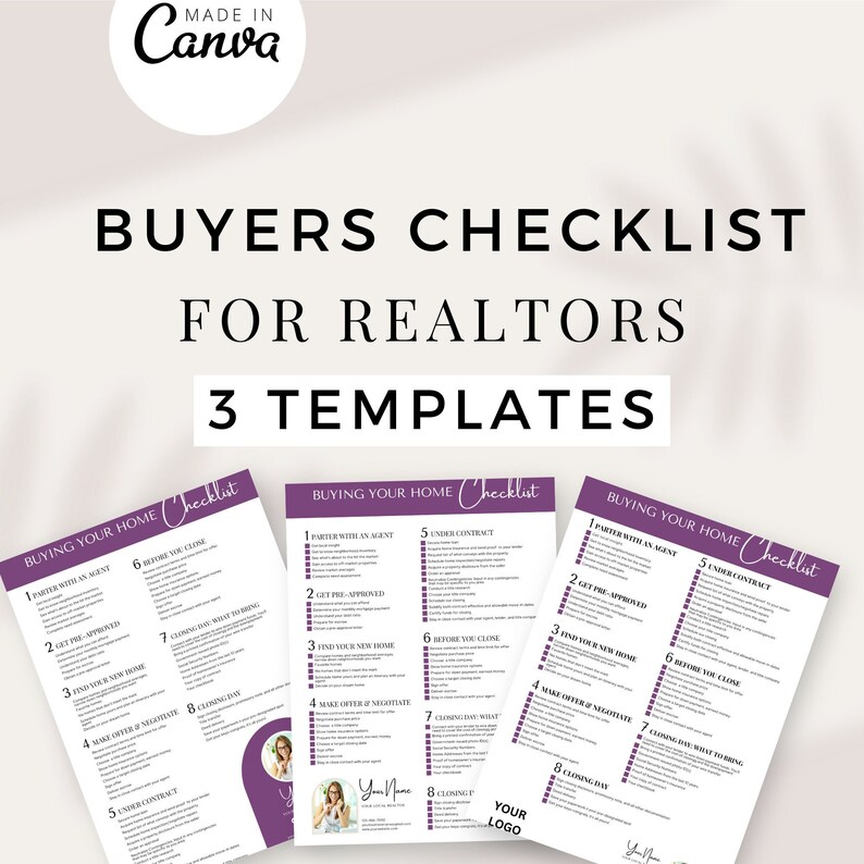 Home Buyer Checklist | Canva Template | Realtor Marketing Tools | Home ...