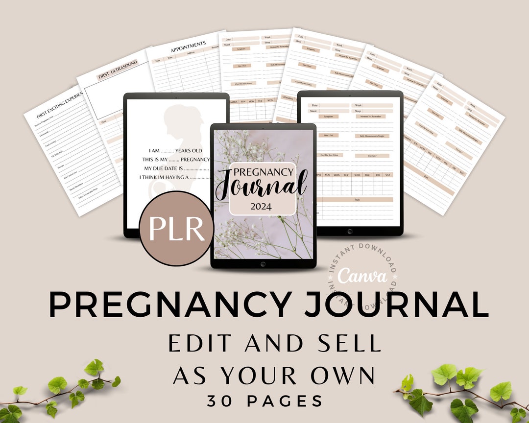 Pregnancy Diary | Care Business | Plr Planner | Printable Journal | Plr ...