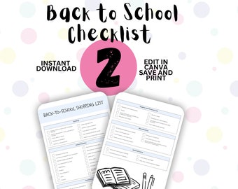 Printable Back to School Checklist for Kids 2023-2024 School Planner ...