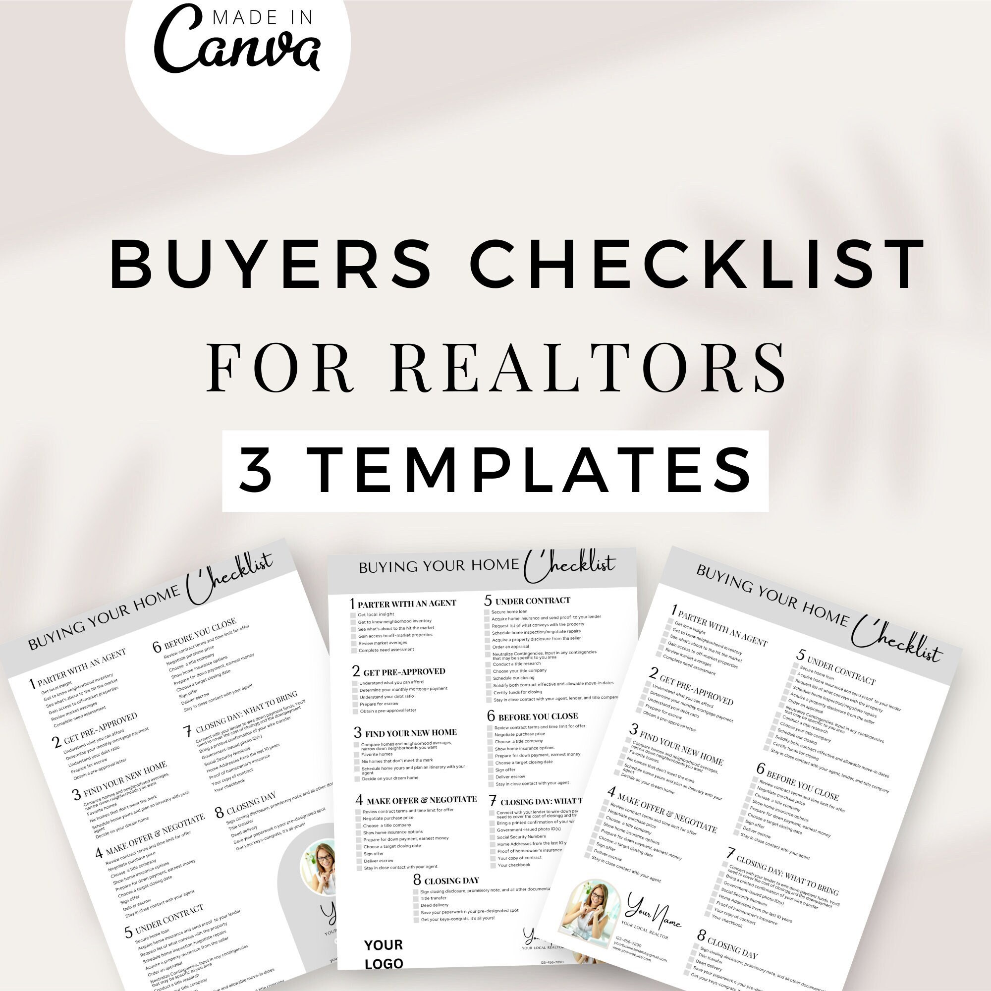 Home Buyer Checklist | Editable Canva Template | Buyer Packet | Home Buyer Guide | Home Buyer ...