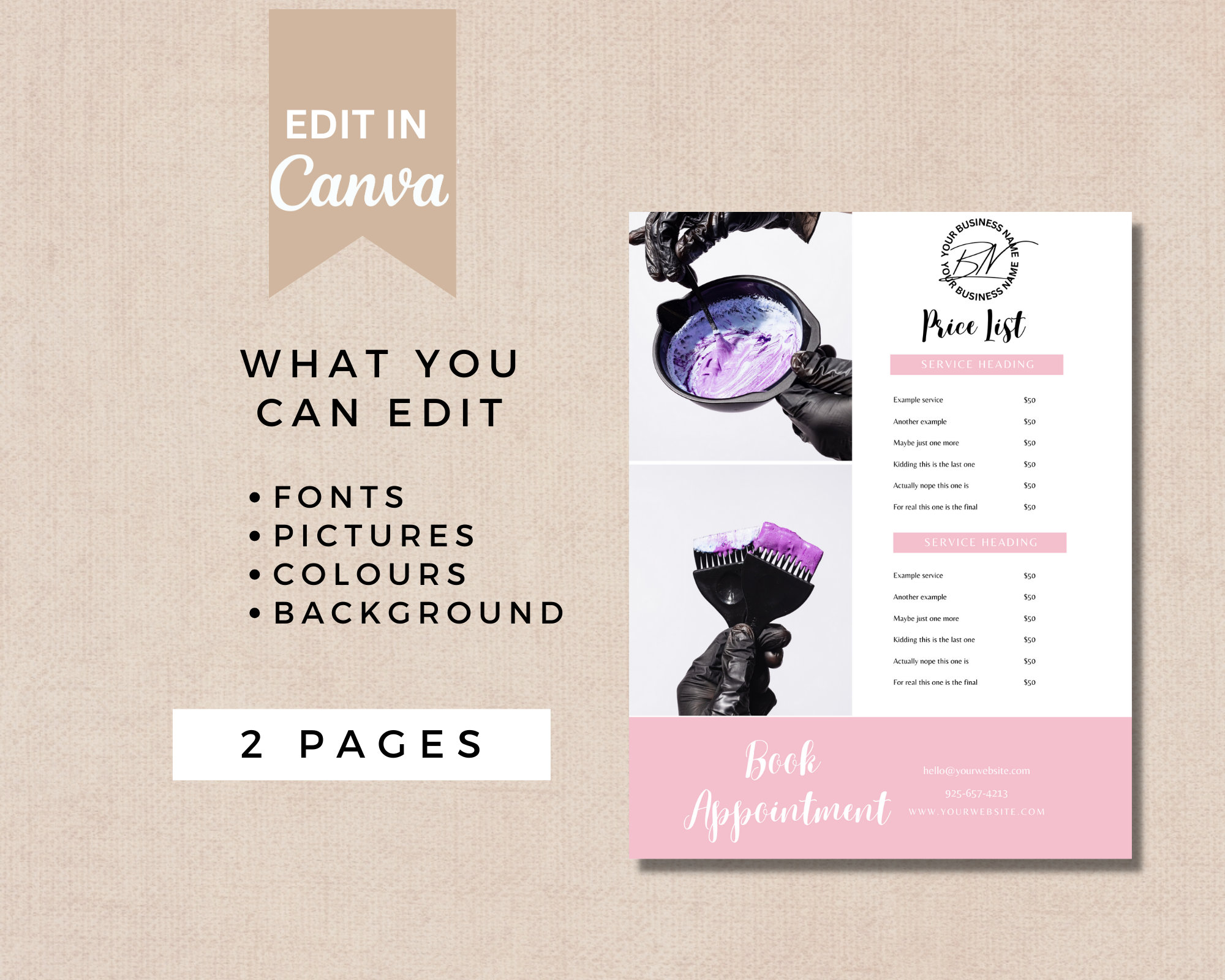 Beauty Salon | Hair Salon | Minimalist Printable | Printable Pricing ...