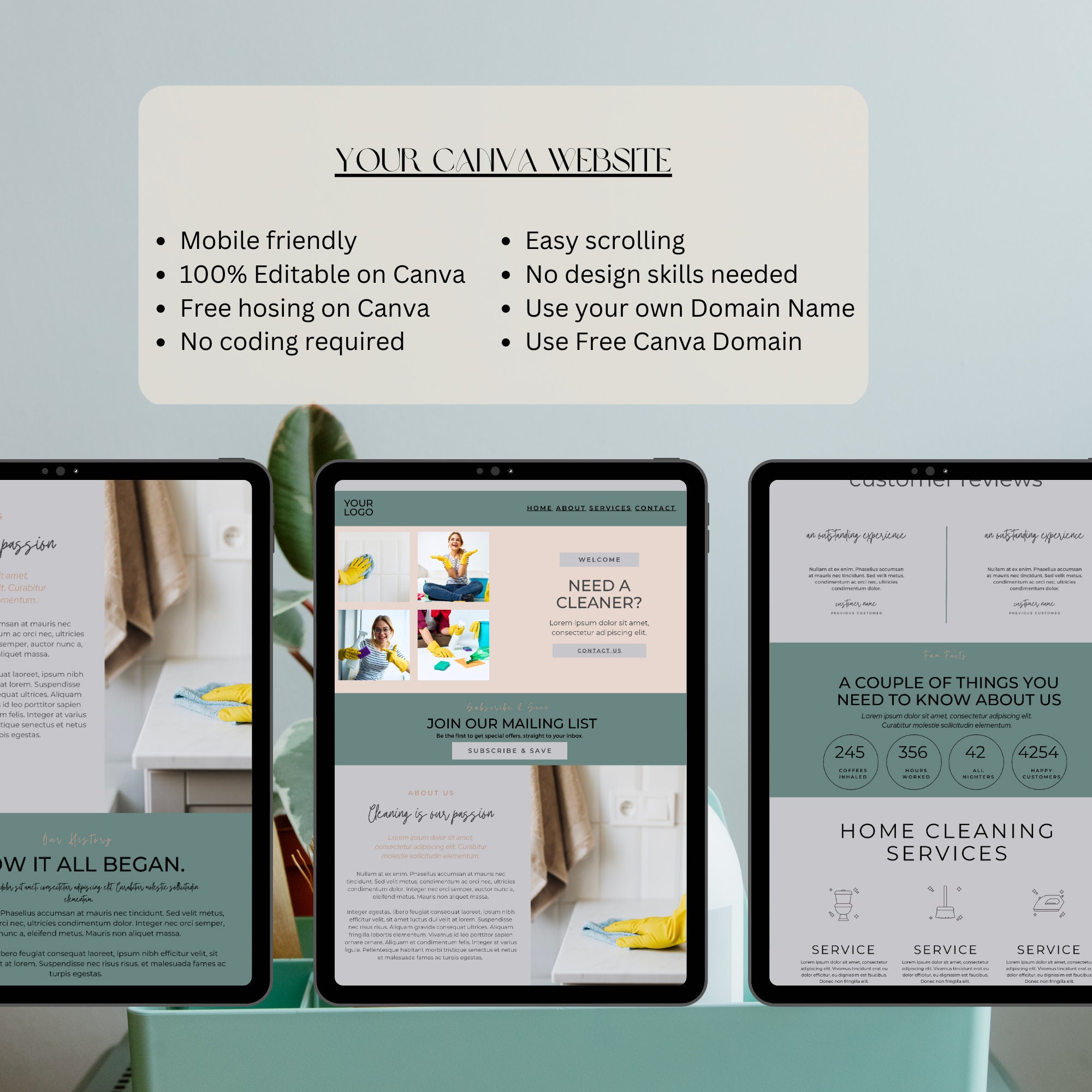 Canva Website for Cleaning Business | Customizable and Mobile-friendly ...