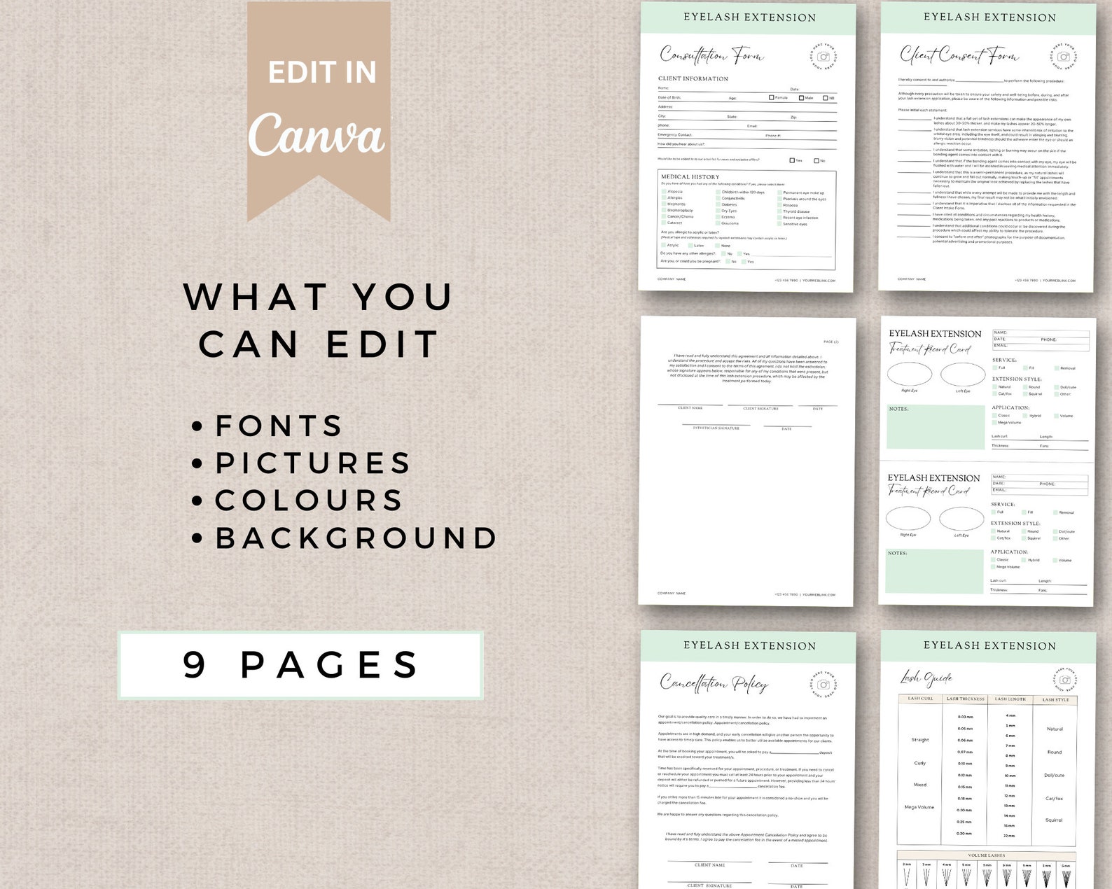 Lash Forms | Editable Esthetician Forms | Eyelash Forms | Client ...