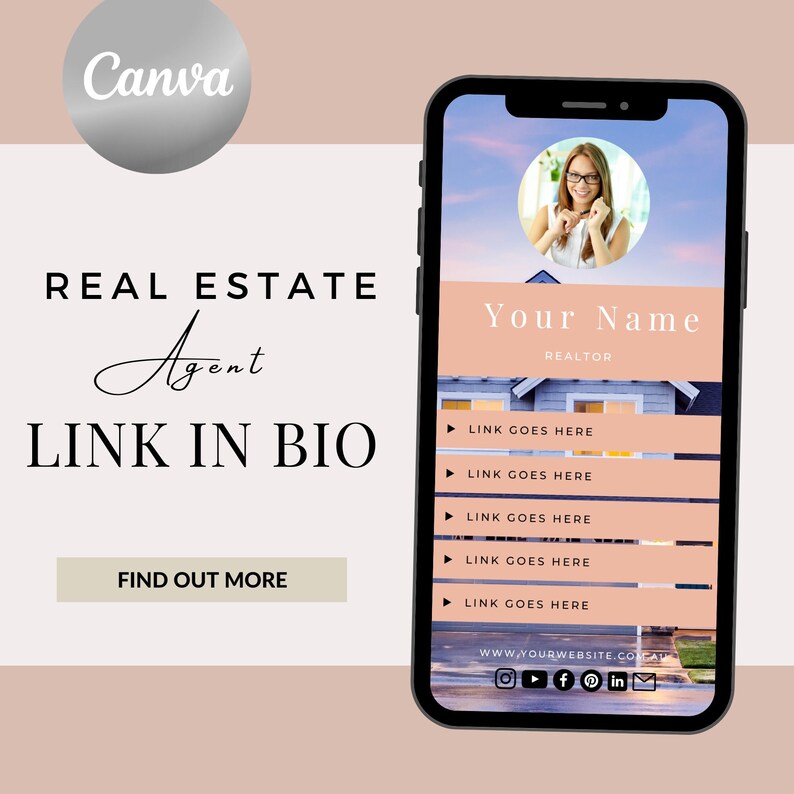 Real Estate Link in BIO Template, CANVA Landing Page, Tiktok TEMPLATE ...