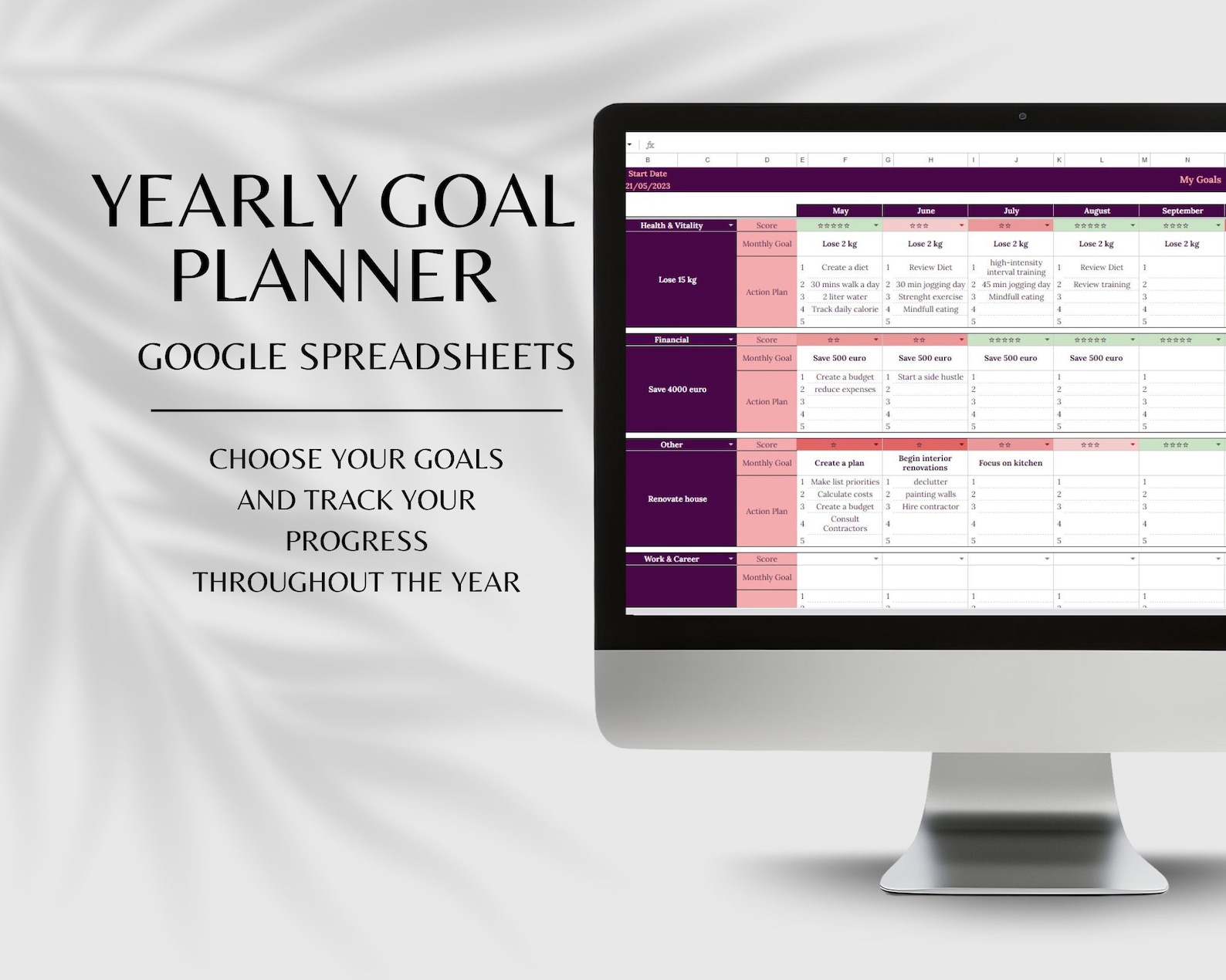 Goal Planner Goal Tracker Daily Habit Tracker Daily Weekly Monthly ...