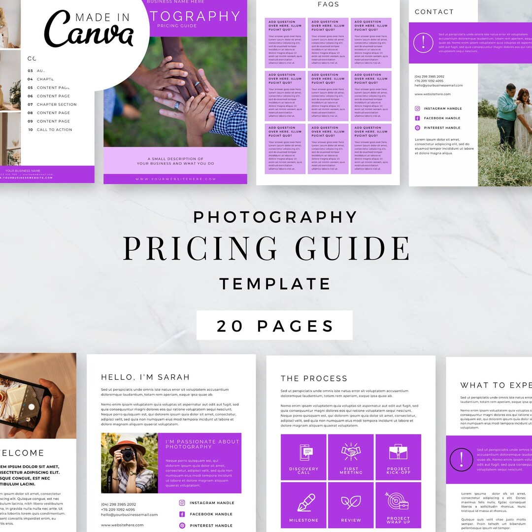 Photographer Pricing Guide Template Wedding Photographer Client Guide ...