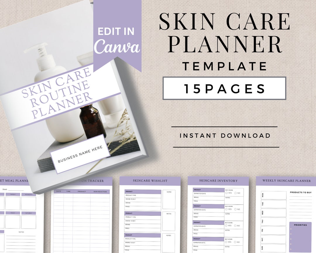 Skincare Planner Printable Editable Skincare Routine Beauty Planner ...