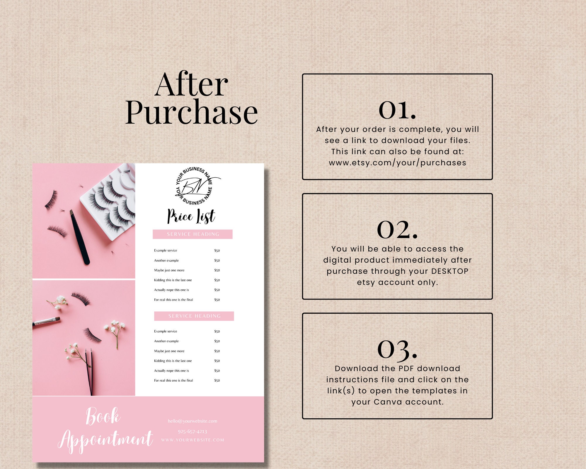 Editable Price List Template | Spa Salon Price Guide | Social Media ...