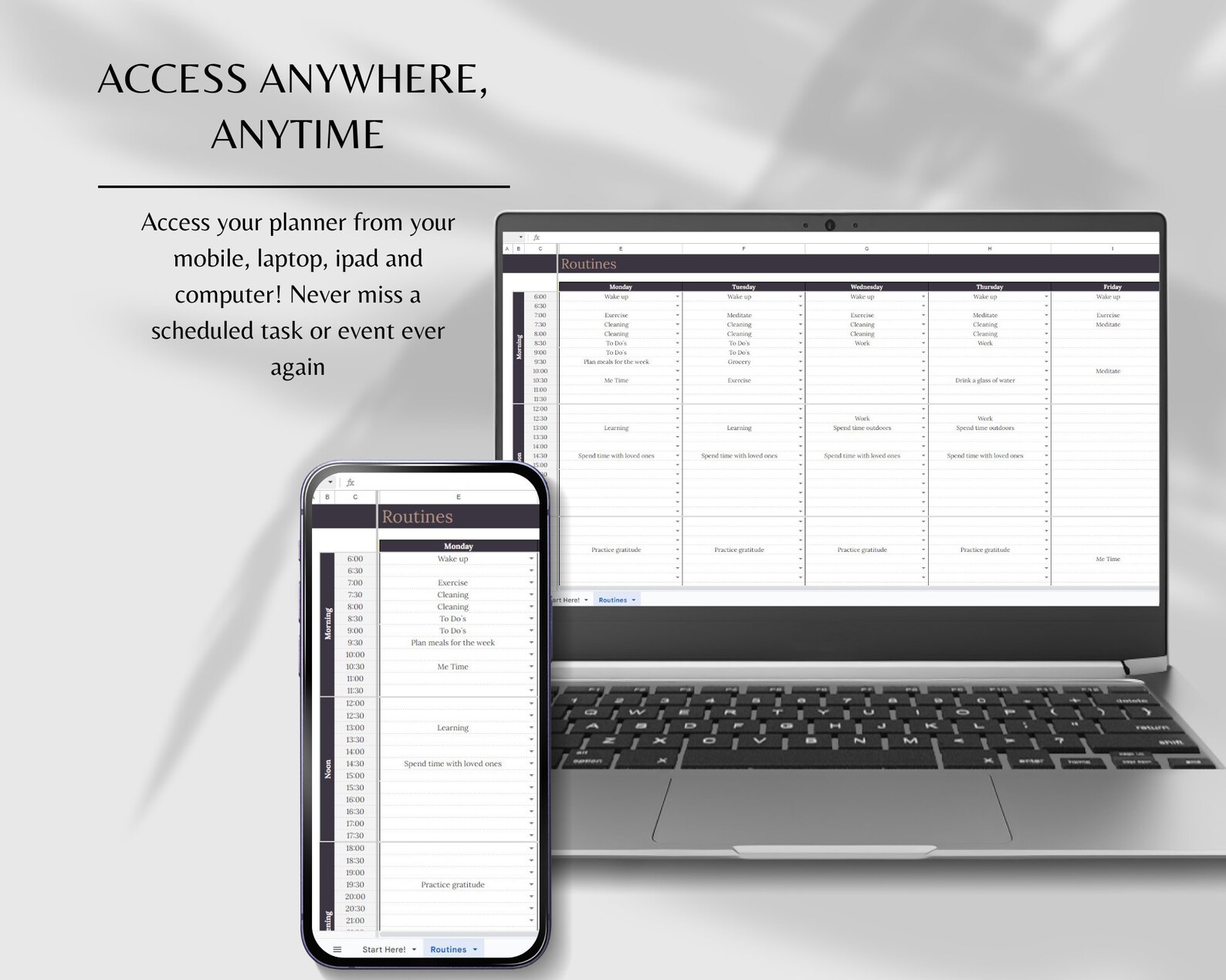 Daily Routine Productivity Planner 365 Day Planner Daily Planner Google ...