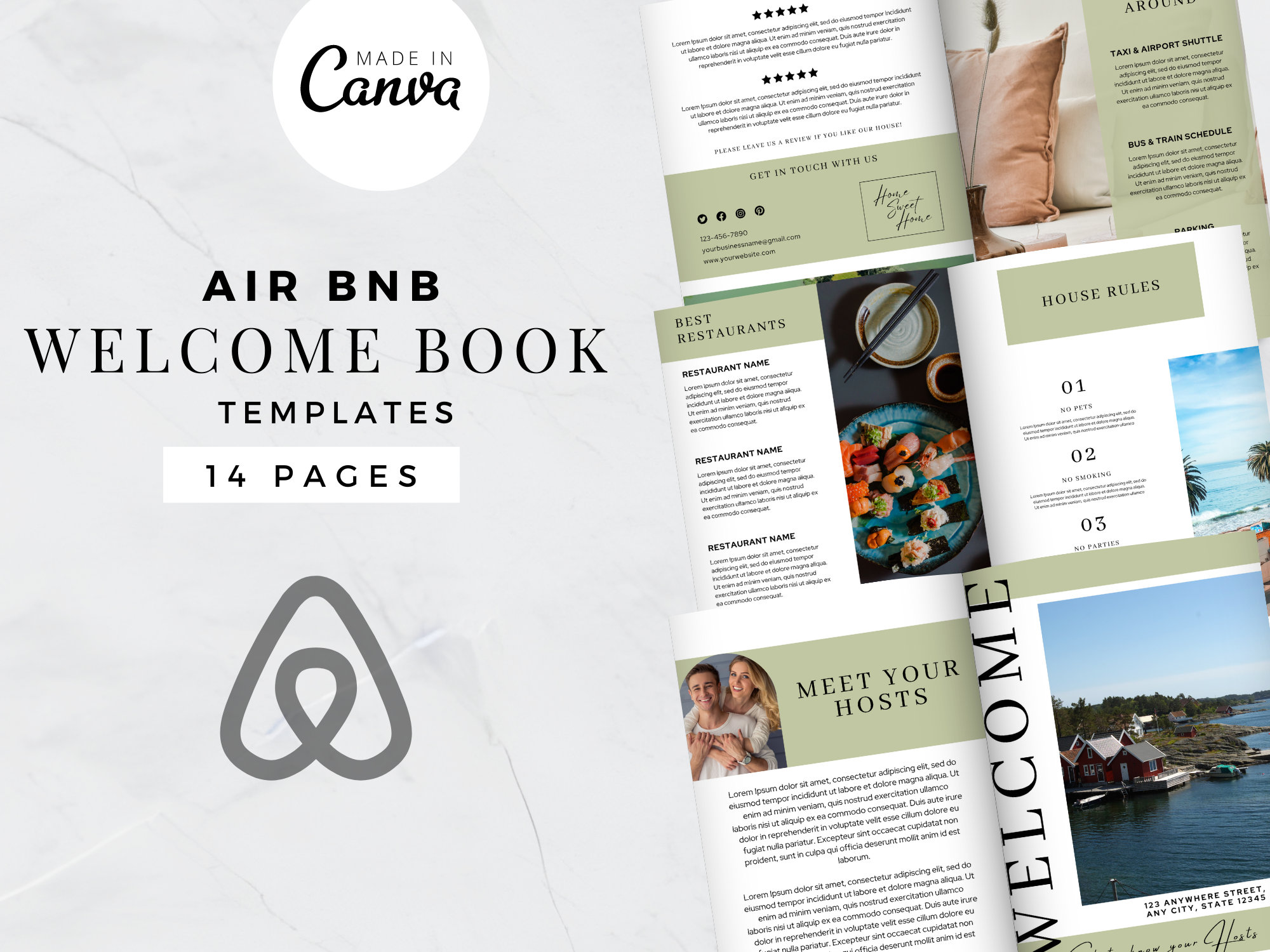 Airbnb Welcome Book Template House Host Manual Guidebook - Etsy