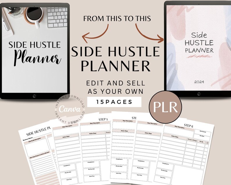 Canva Template Lead Magnet Side Hustle Planner PLR Template Plr Ebook ...