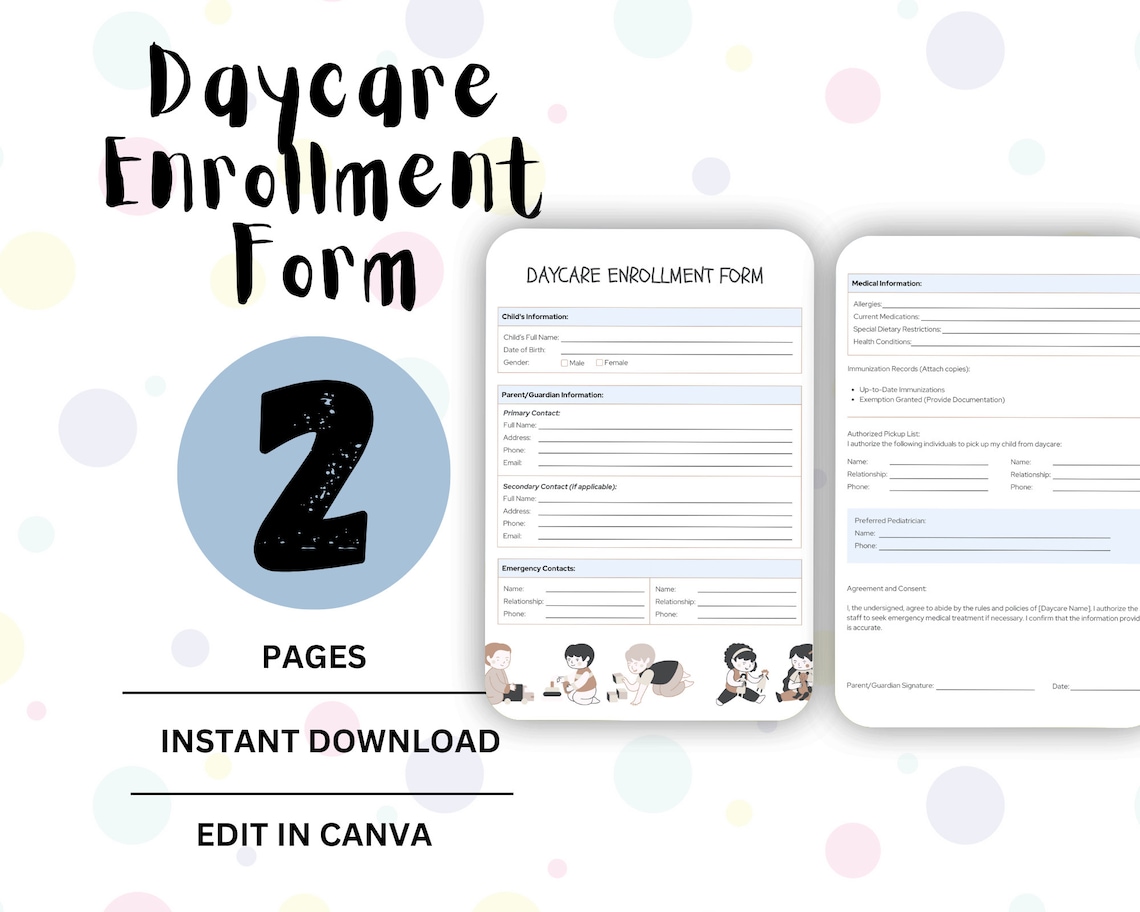 Daycare Forms Daycare Policies and Procedures Home Daycare Child Care ...