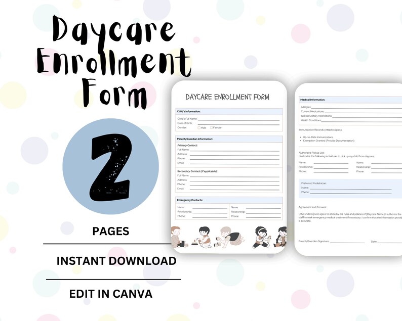 Daycare Forms Daycare Policies and Procedures Home Daycare Child Care ...