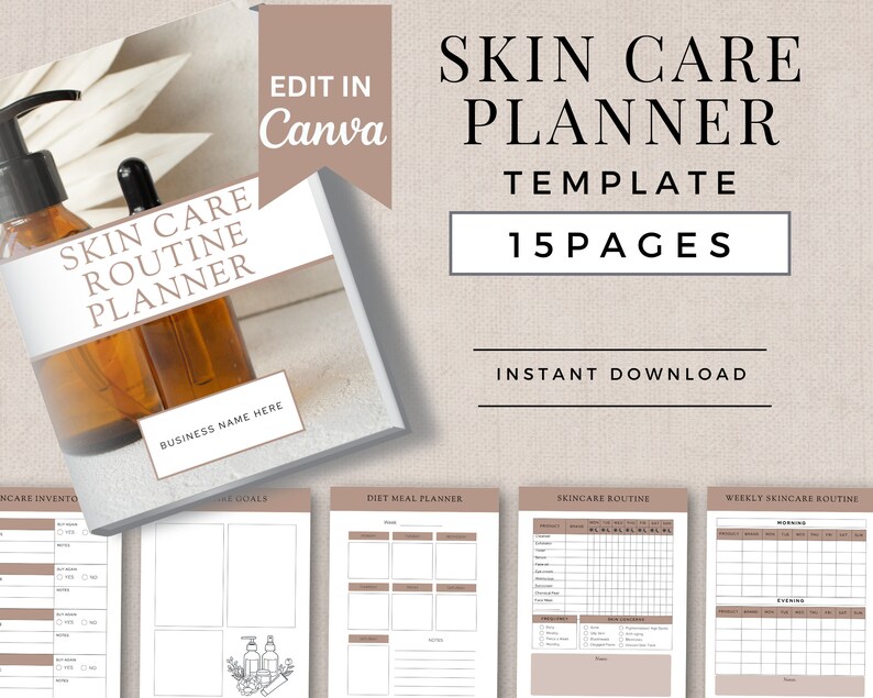 Skincare Planner Instant Download Editable Skincare Routine Skincare ...