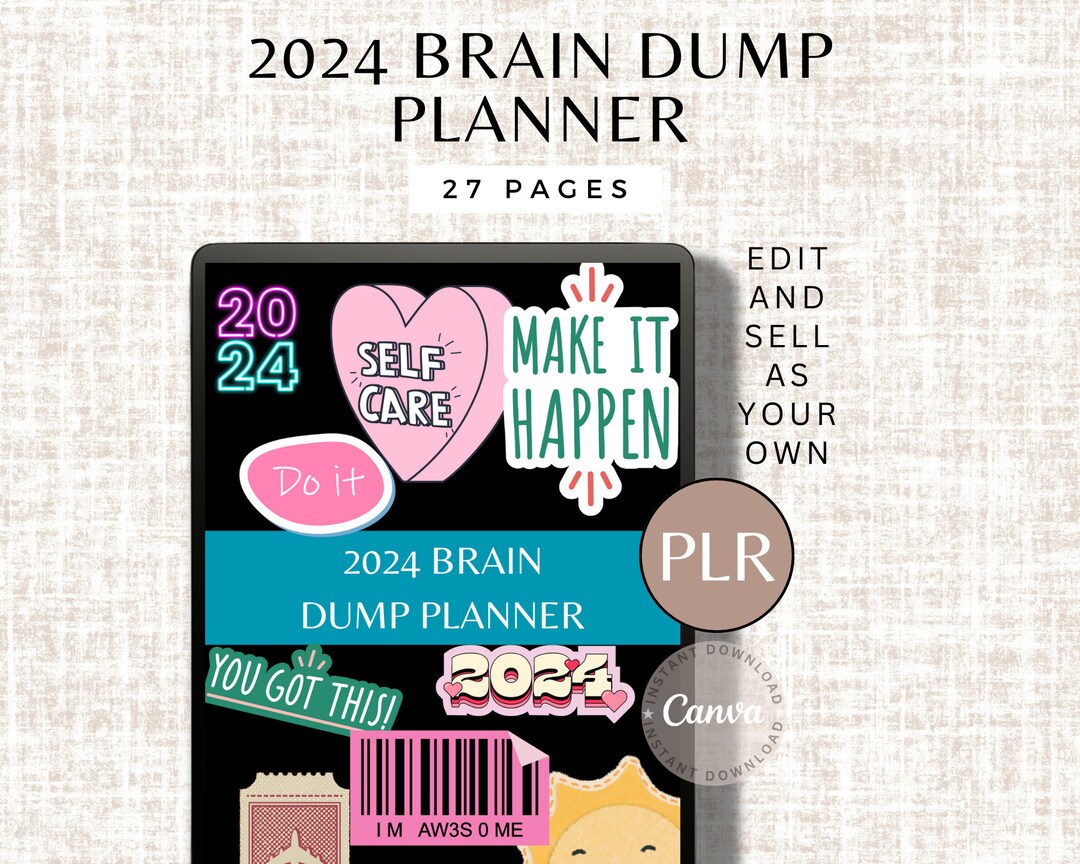 2024 Brain Dump Planner: PLR Canva Template (digital Download) - Etsy
