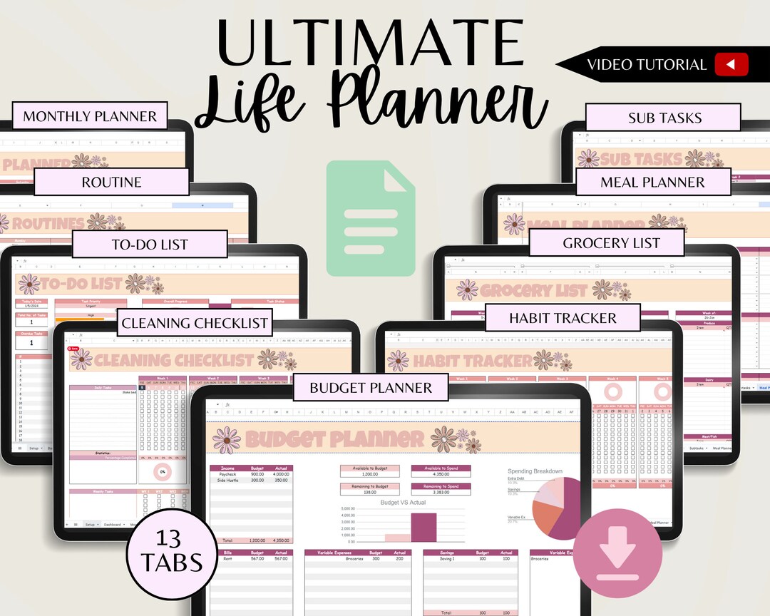 Life Balance Planner: Google Sheets, Budget, Meal Prep, Cleaning ...