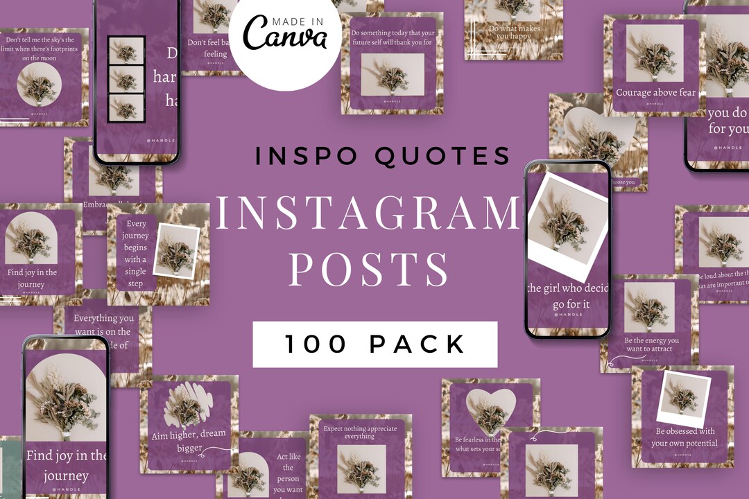 100 Instagram Inspirational Quote Pack| Editable Quote Templates ...