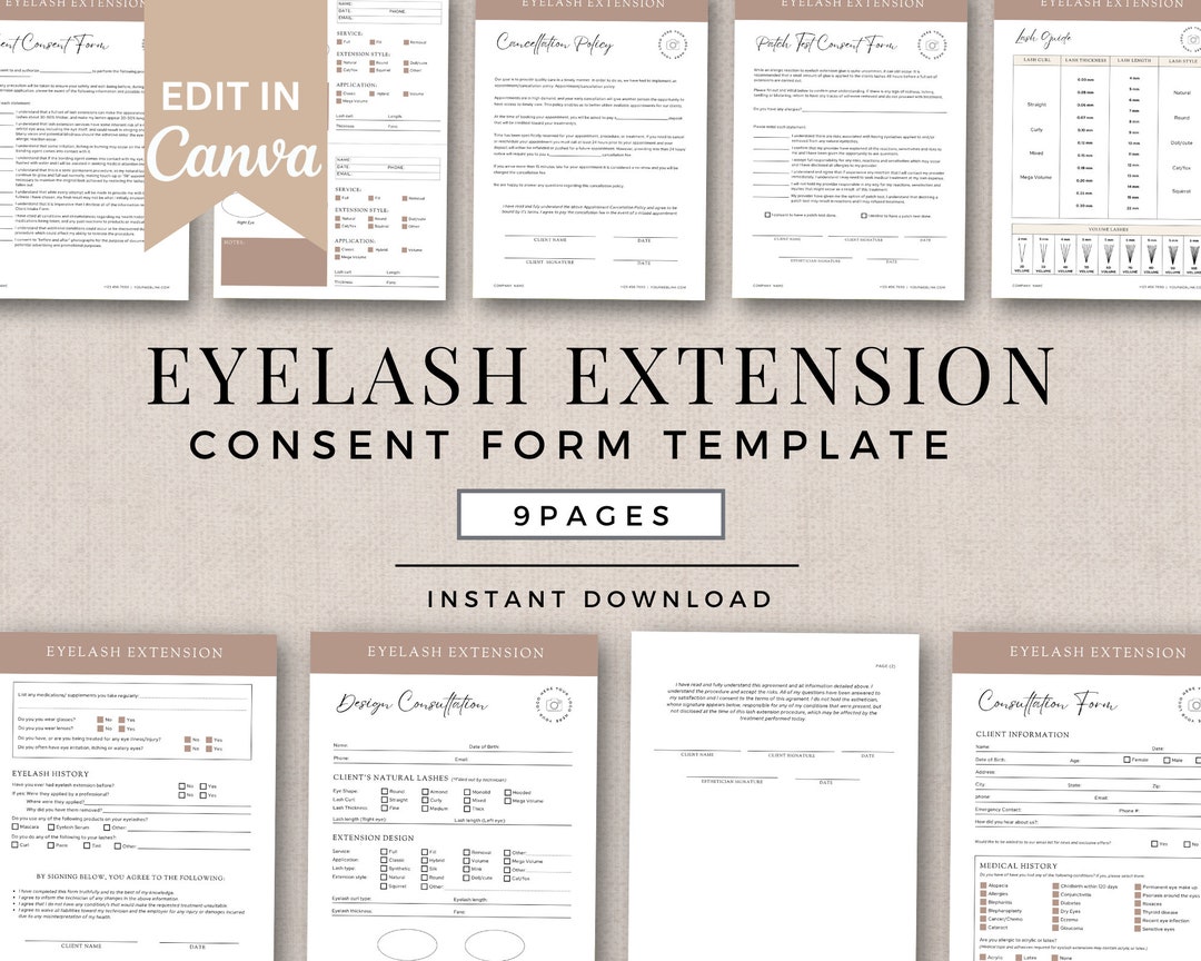 Lash Forms | Editable Esthetician Forms | Eyelash Forms | Client ...