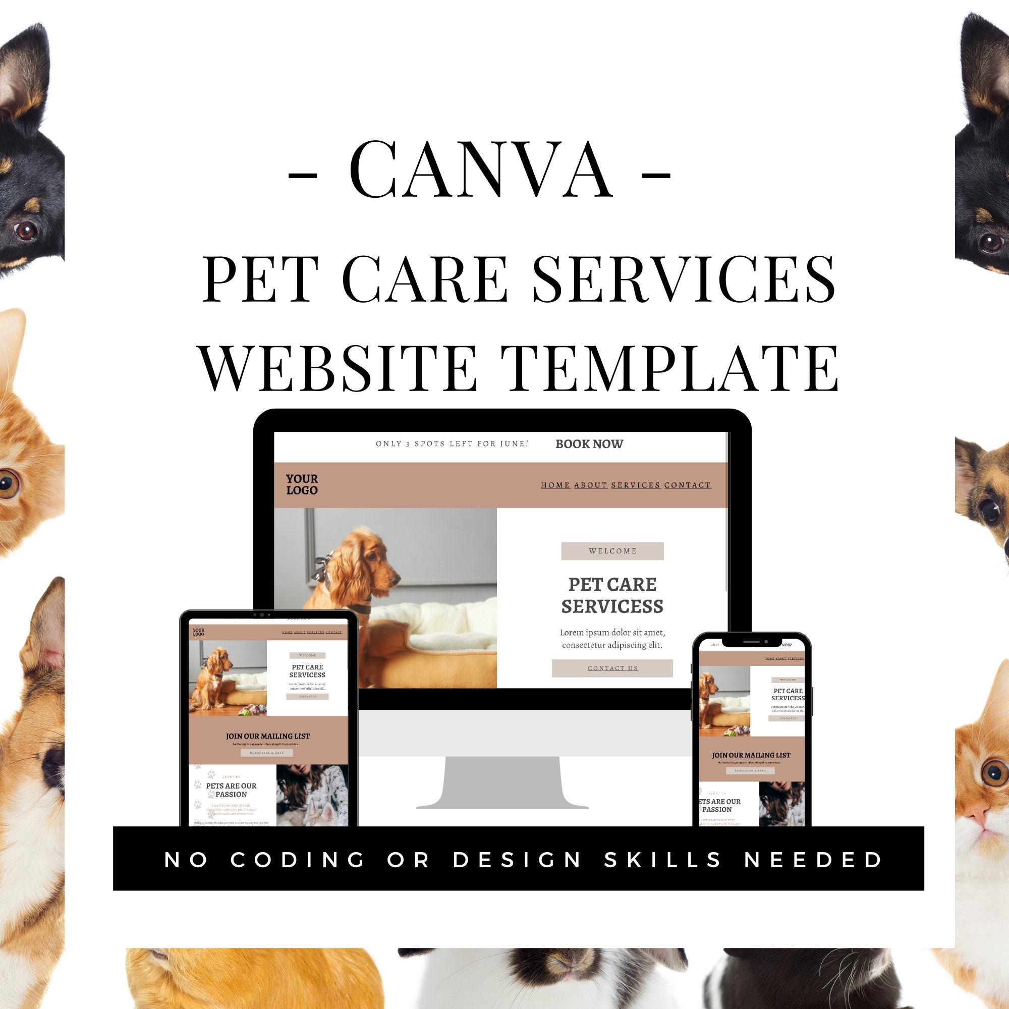 Create a Professional Pet Services Website With Canva Templates ...