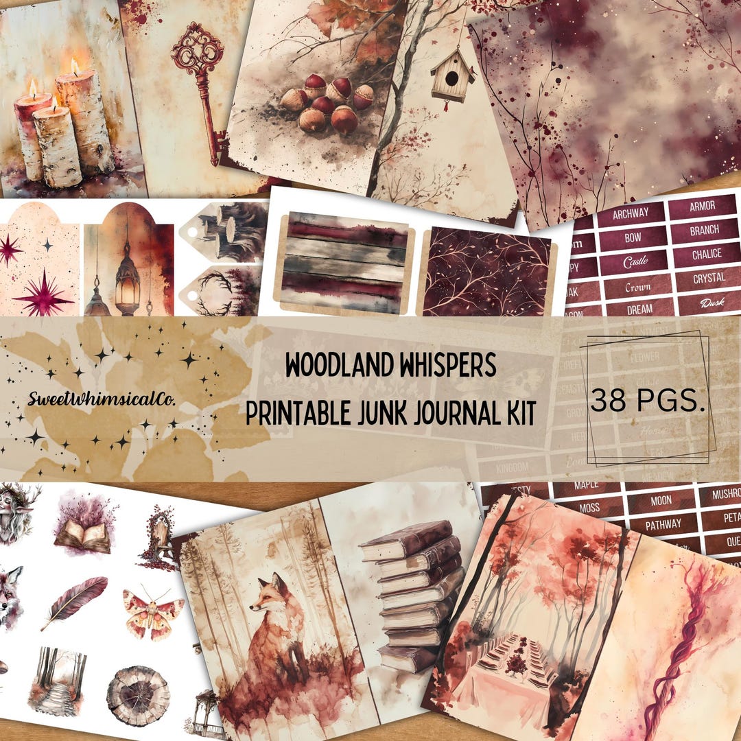 Printable Watercolor Junk Journal Starter Kit Woodland Mythical ...