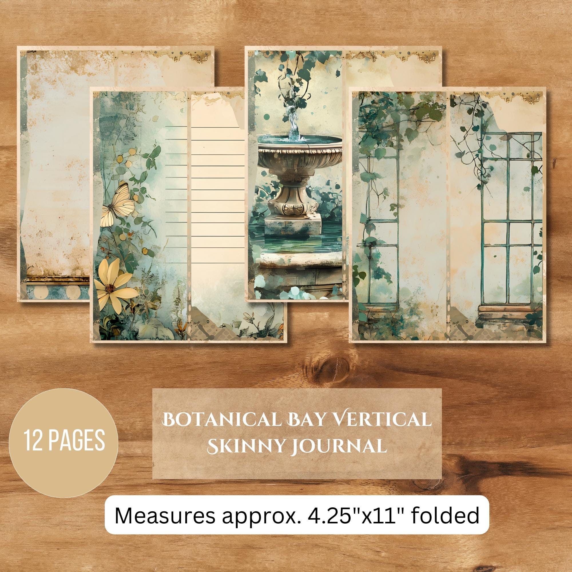 Printable Skinny Junk Journal Kit, Botanical Junk Journal Paper ...