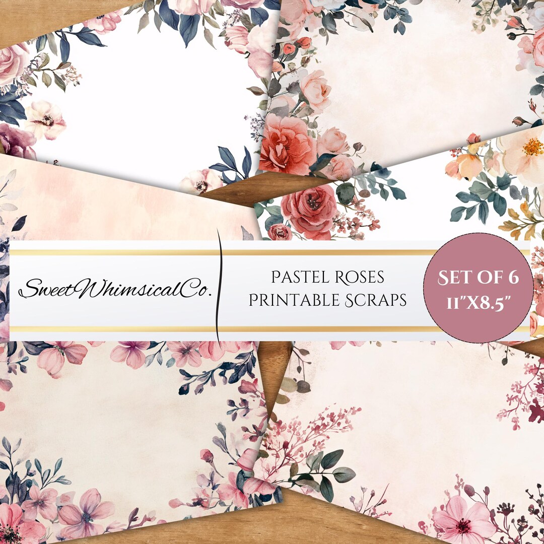 Printable Junk Journal Shabby Rose Pages, Junk Journal Paper, Collage ...