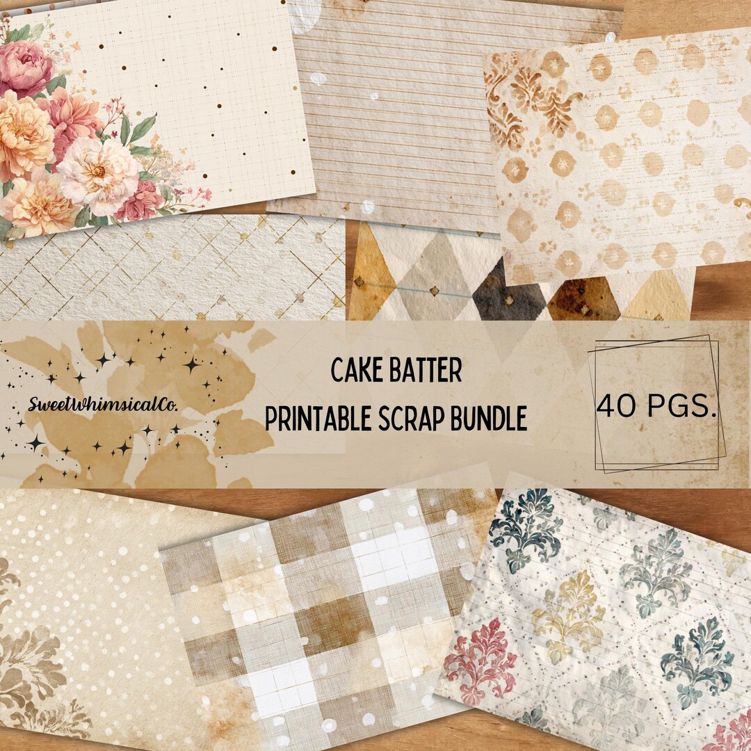 Vintage Neutral Printable Paper Pack, Digital Scrapbook Pages, Beige ...