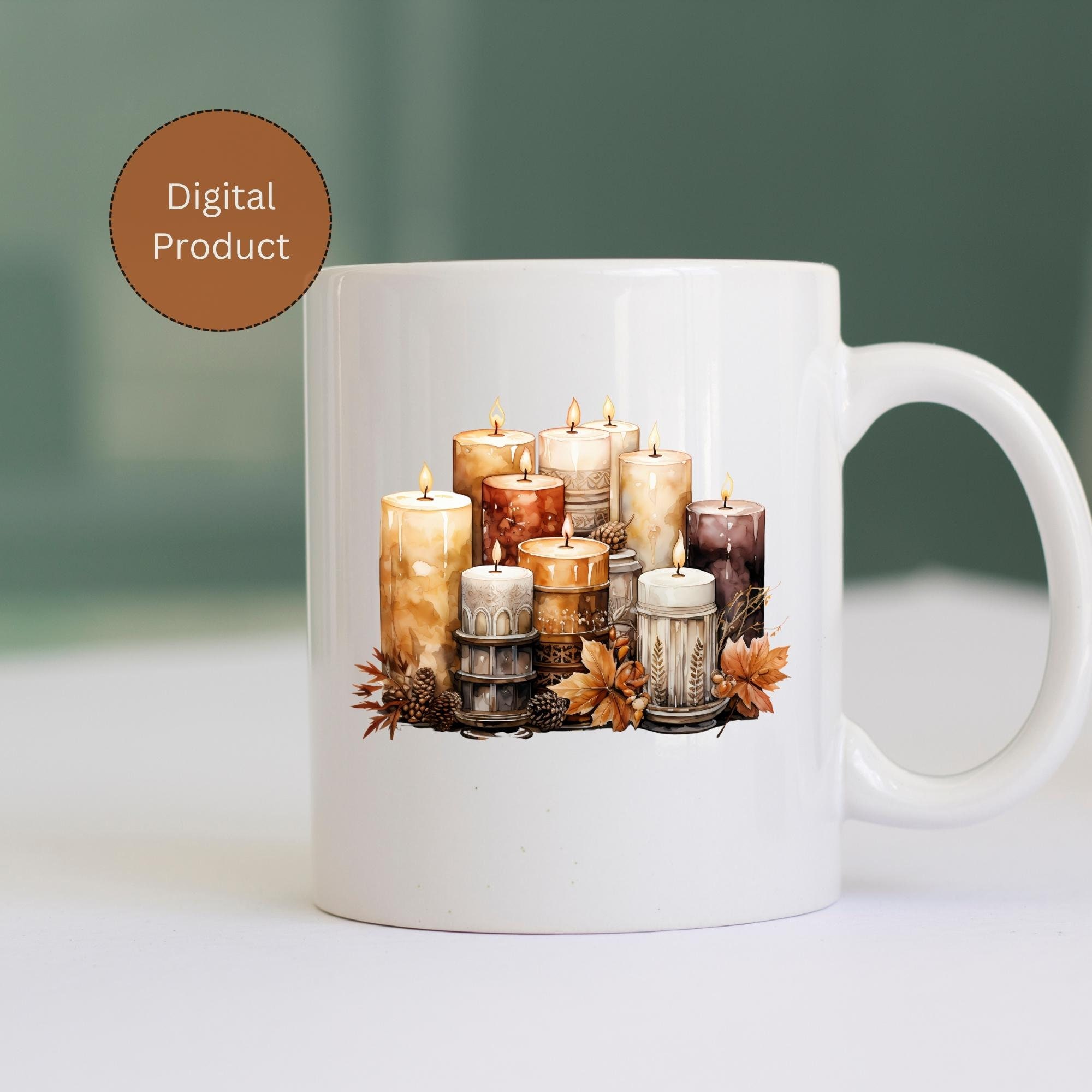 Cozy Autumn Watercolor Clipart Bundle, Fall Leave Stickers, Pumpkin PNG ...