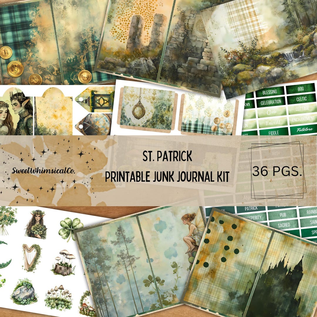 Vintage Grunge St. Patrick’s Day Printable Junk Journal Starter Kit ...