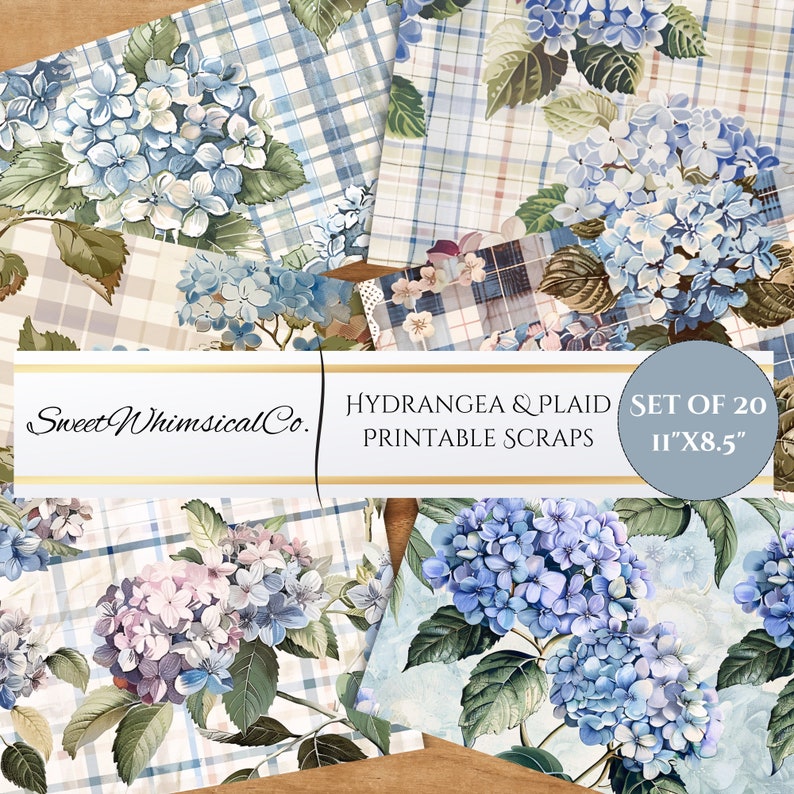 Printable Junk Journal Pages, Hydrangea Dreams Collage Sheet, Digital ...