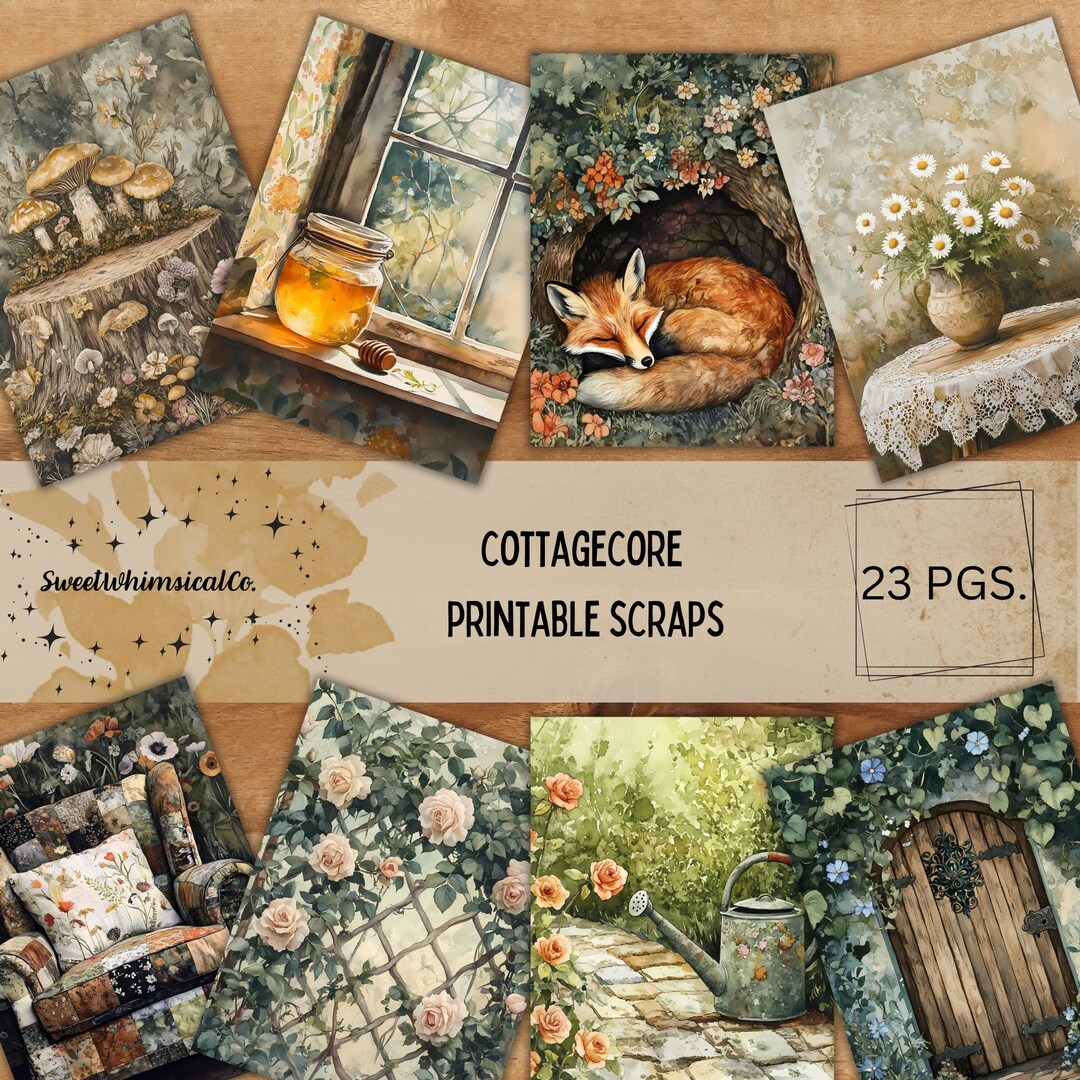 Printable Junk Journal Scrap Pages, Cottagecore Junk Journal Paper ...