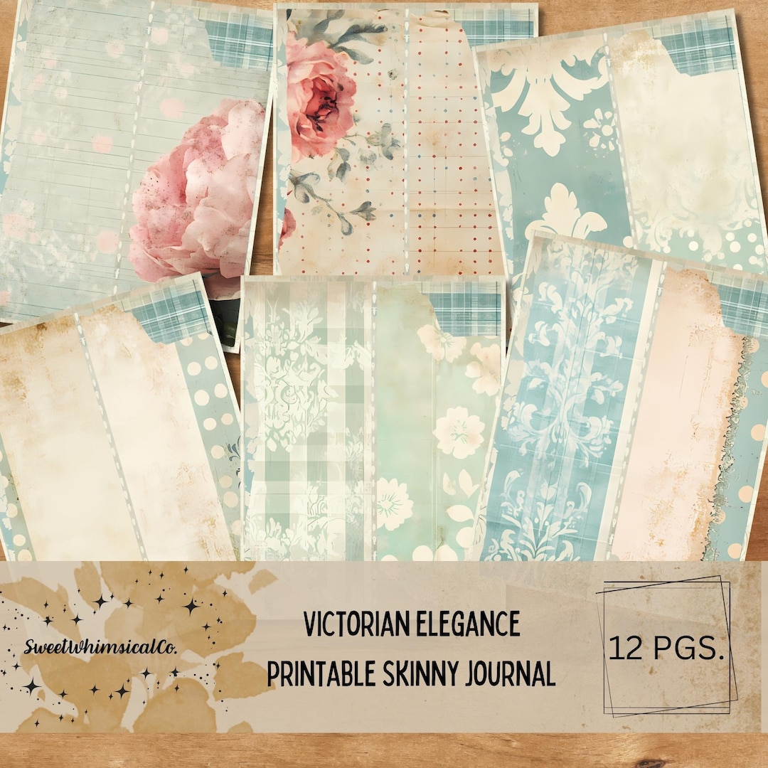 Printable Skinny Junk Journal Kit, Victorian Elegance Junk Journal ...