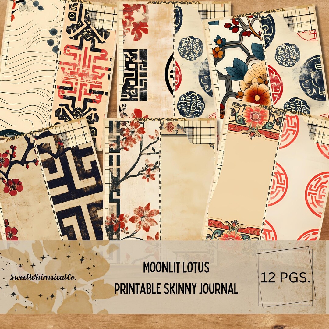 Printable Skinny Junk Journal Kit Moonlit Lotus Asian Junk Journal ...