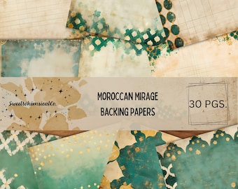 Vintage Printable Scrapbook Paper, Blank Backing Pages, Moroccan Mirage ...