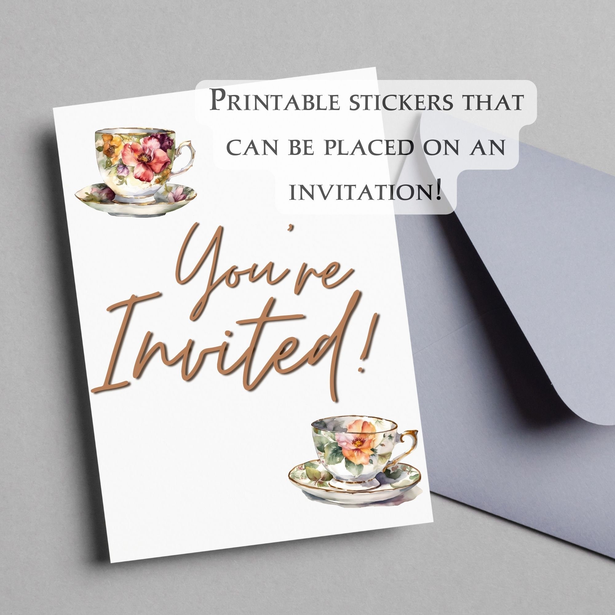 Vintage Teacup Clipart Tea Cup Stickers Transparent PNG - Etsy