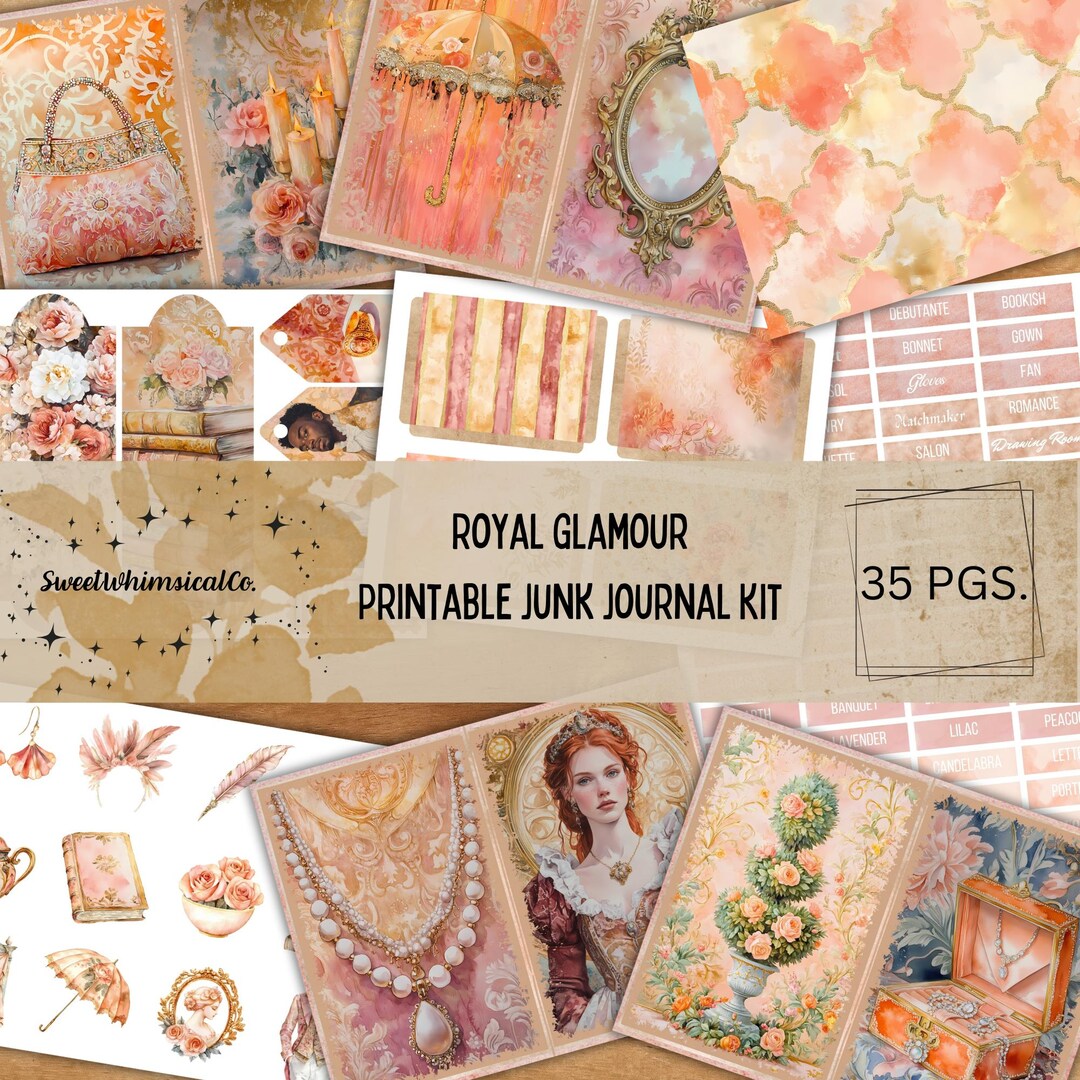 Royal Vintage Glamour Printable Junk Journal Starter Kit Gold Dusty ...