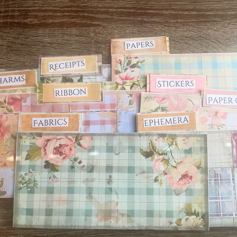 Shabby Vintage Plaid File Folder Kit, Printable Junk Journal (digital ...