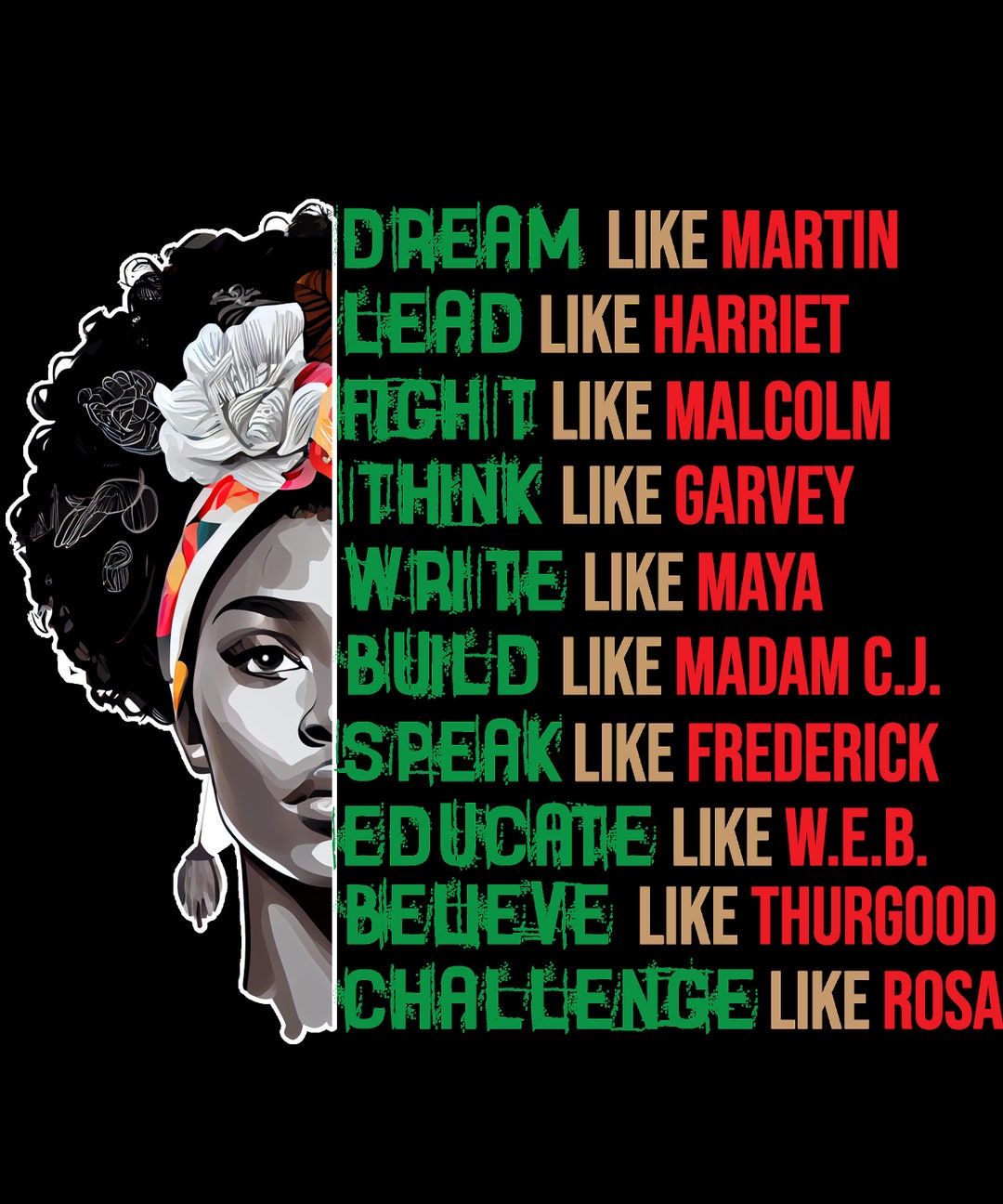 Leaders African Black History Month, Dream Like Martin, Afro Girl ...