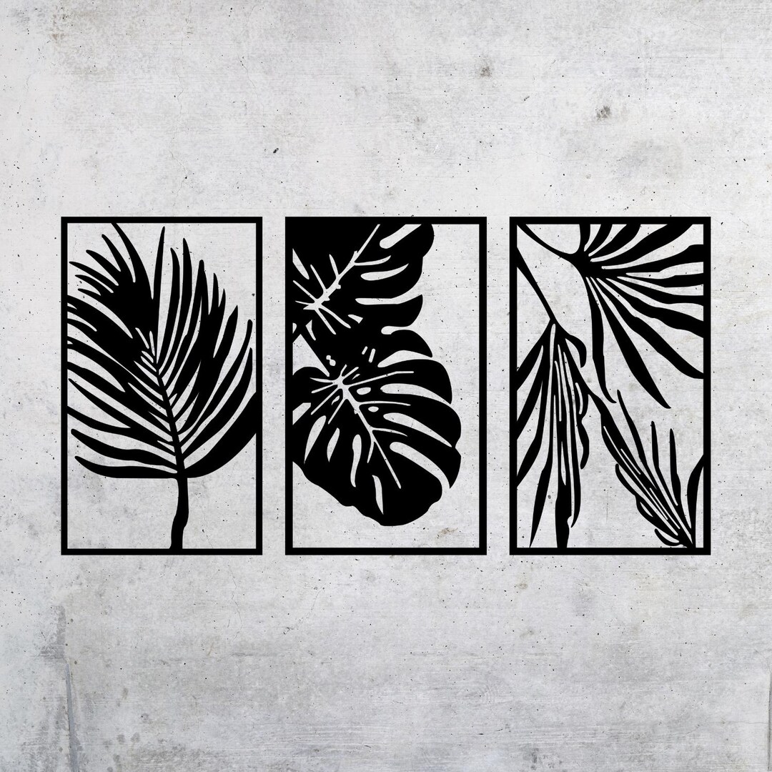 Set of 3 Leaf Wall Art | Laser Cut File | DXF SVG Glowforge CNC Router ...