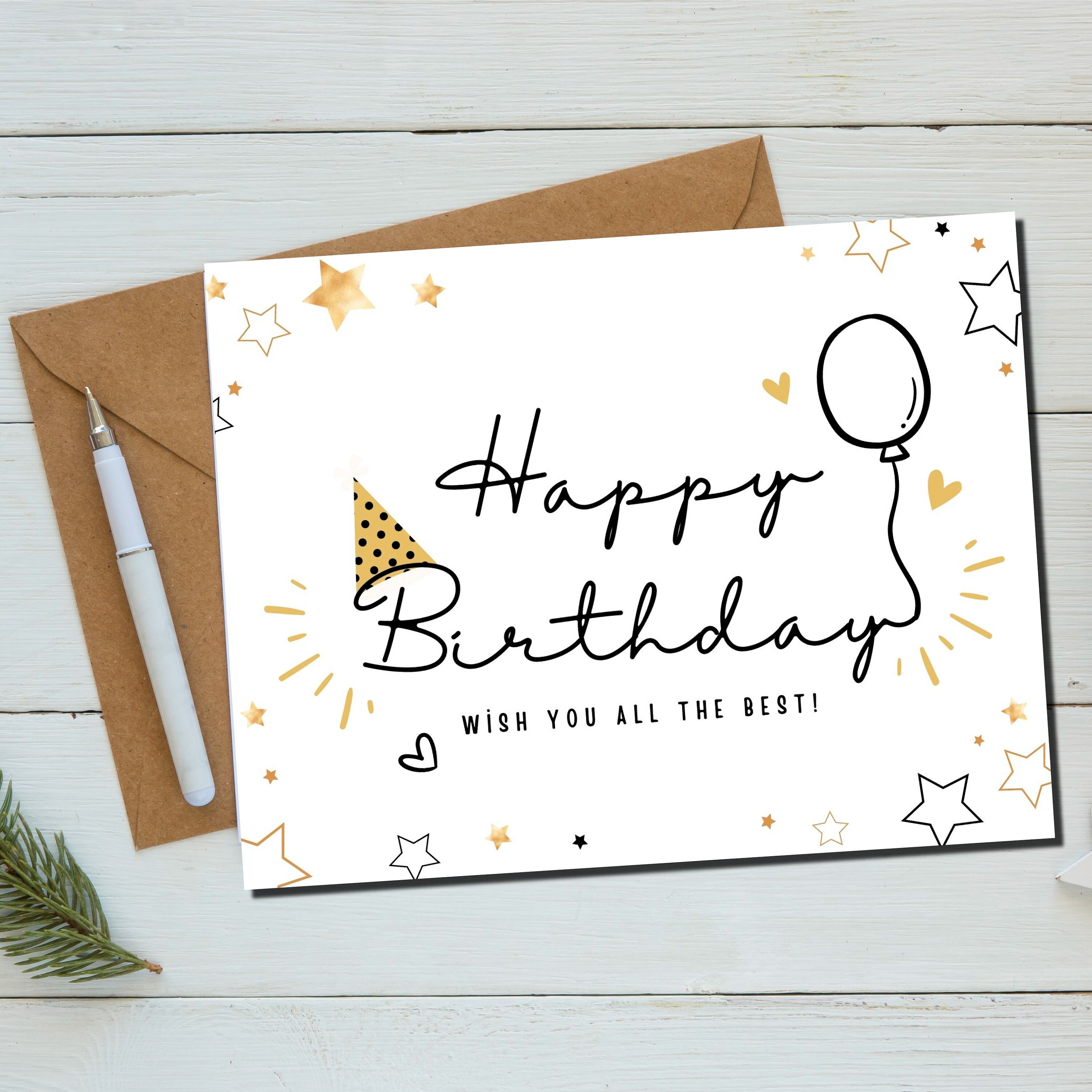 Happy Birthday Printable Card and Envelope / Instant Download PDF ...