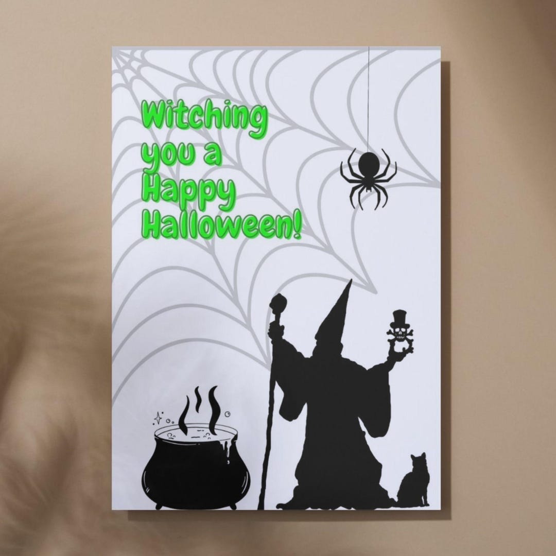 Printable Foldable Happy Halloween Card, Witching You Happy Halloween ...