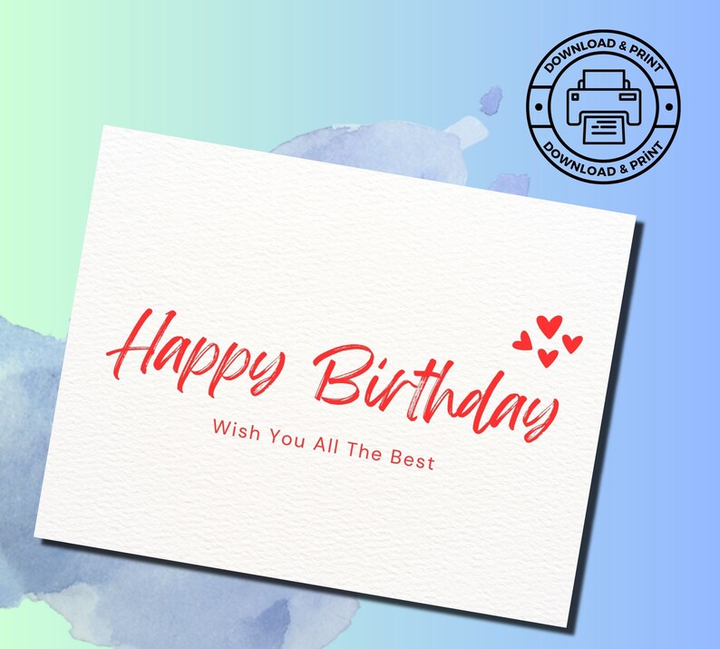 Happy Birthday Printable Card and Envelope / Instant Download PDF ...