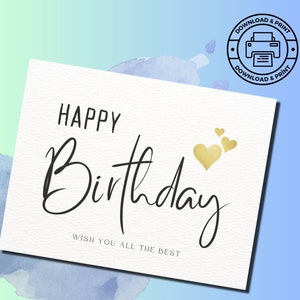 Happy Birthday Printable Card and Envelope / Instant Download PDF ...