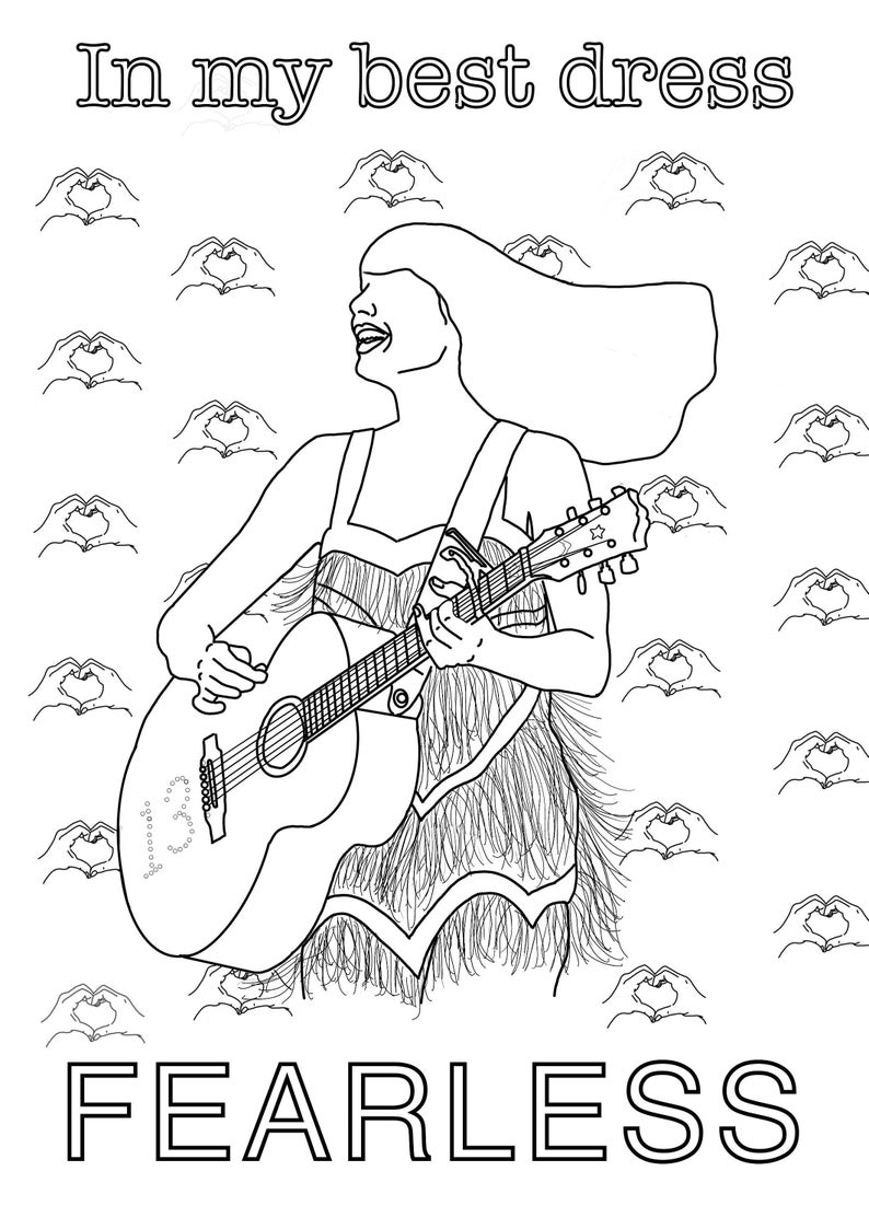 Taylor Swift Fearless Coloring Page || Eras Tour - Etsy