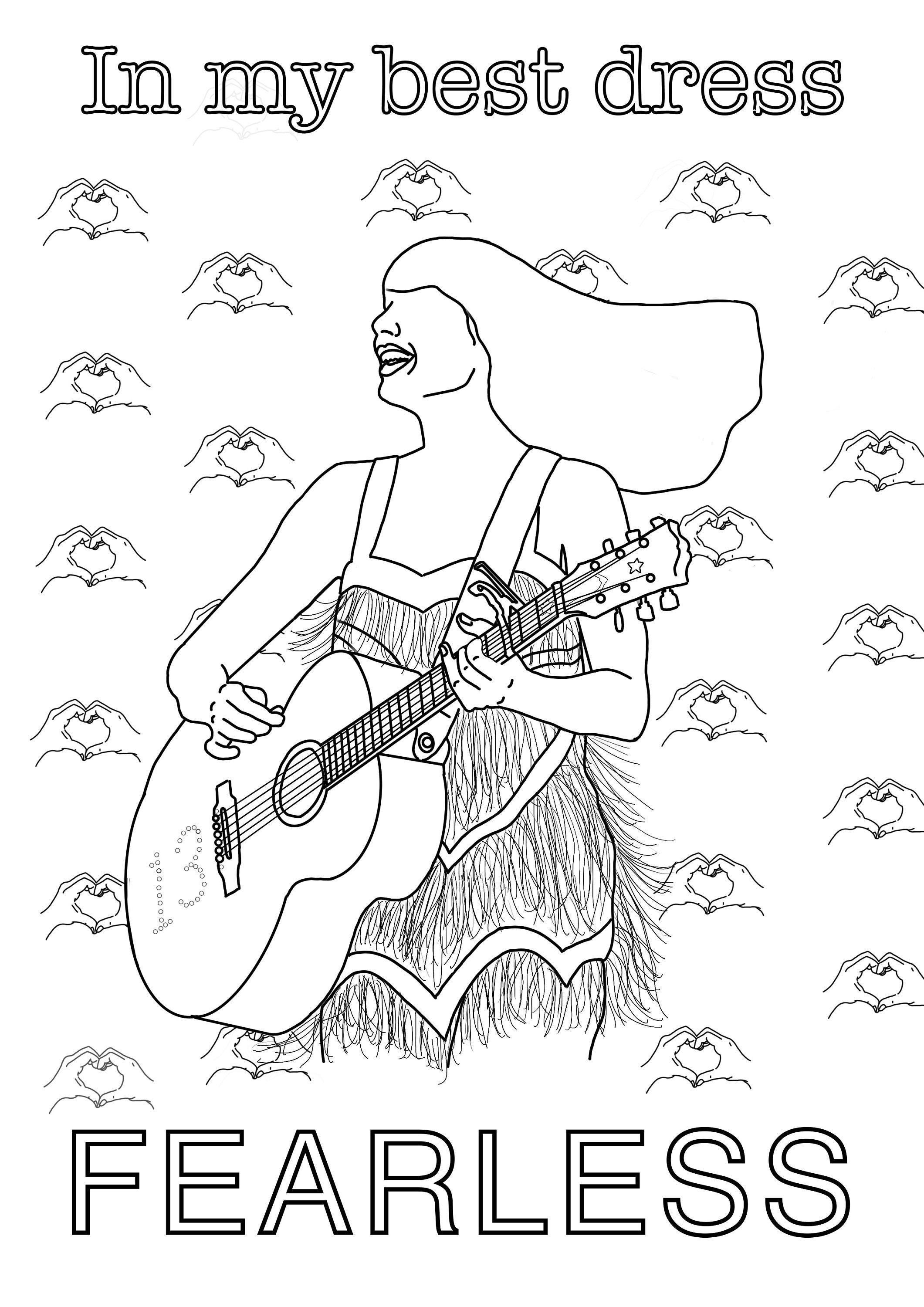 Taylor Swift Fearless Coloring Page || Eras Tour - Etsy