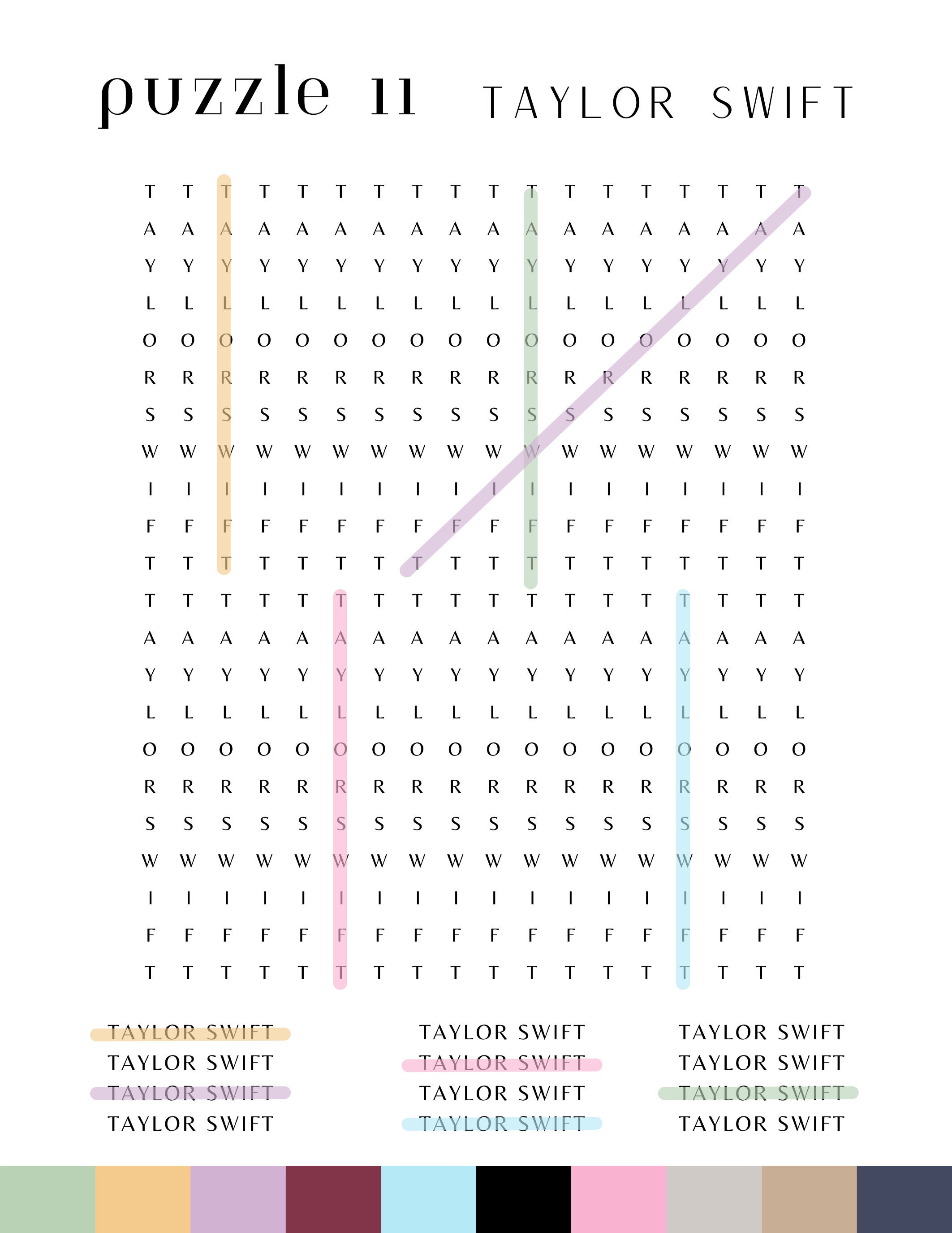 Unofficial Taylor Swift Word Search - Etsy