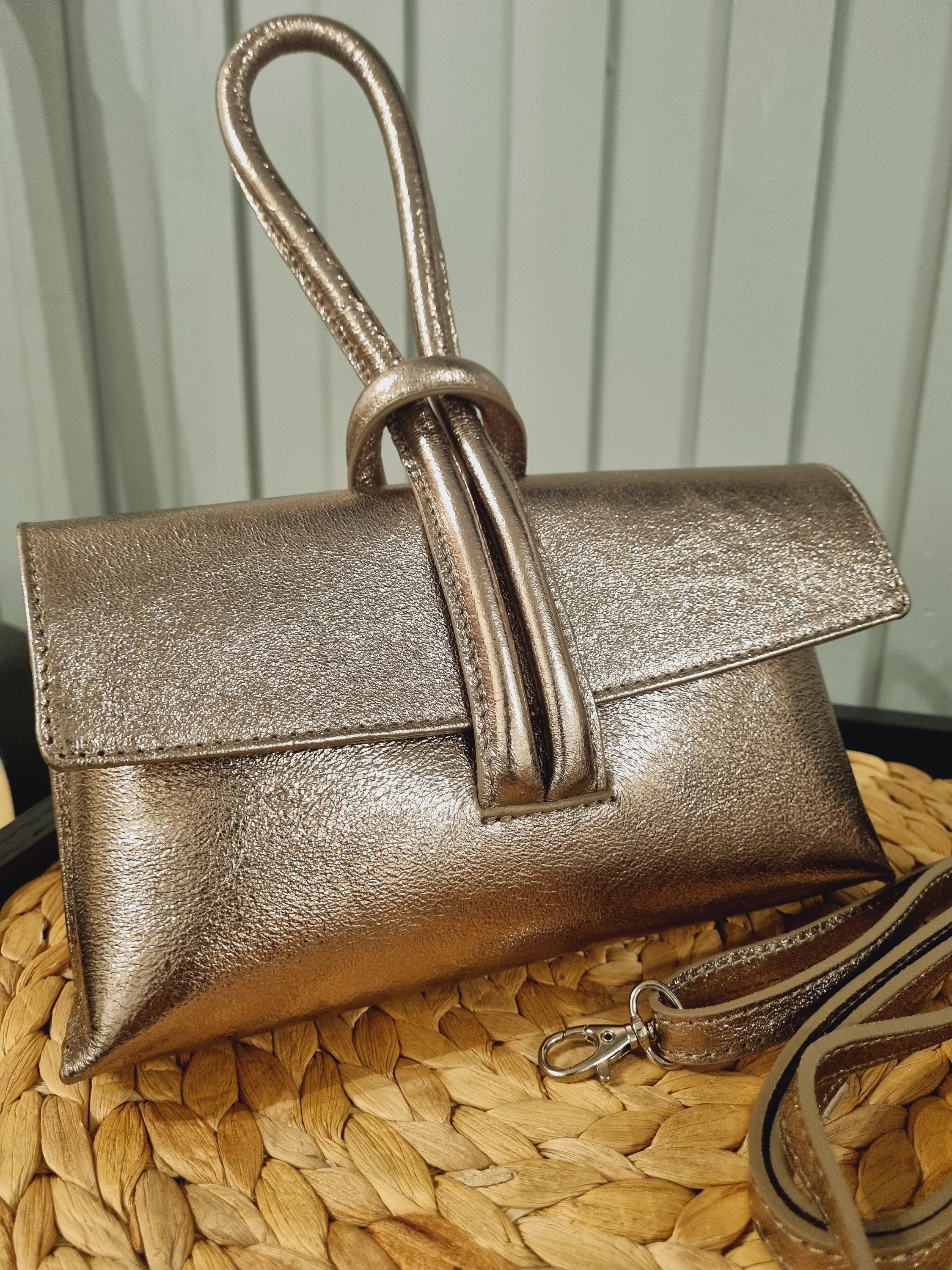 Genuine Leather Metallic Bronze Clutch Bag Bronze Evening Bag Bronze ...