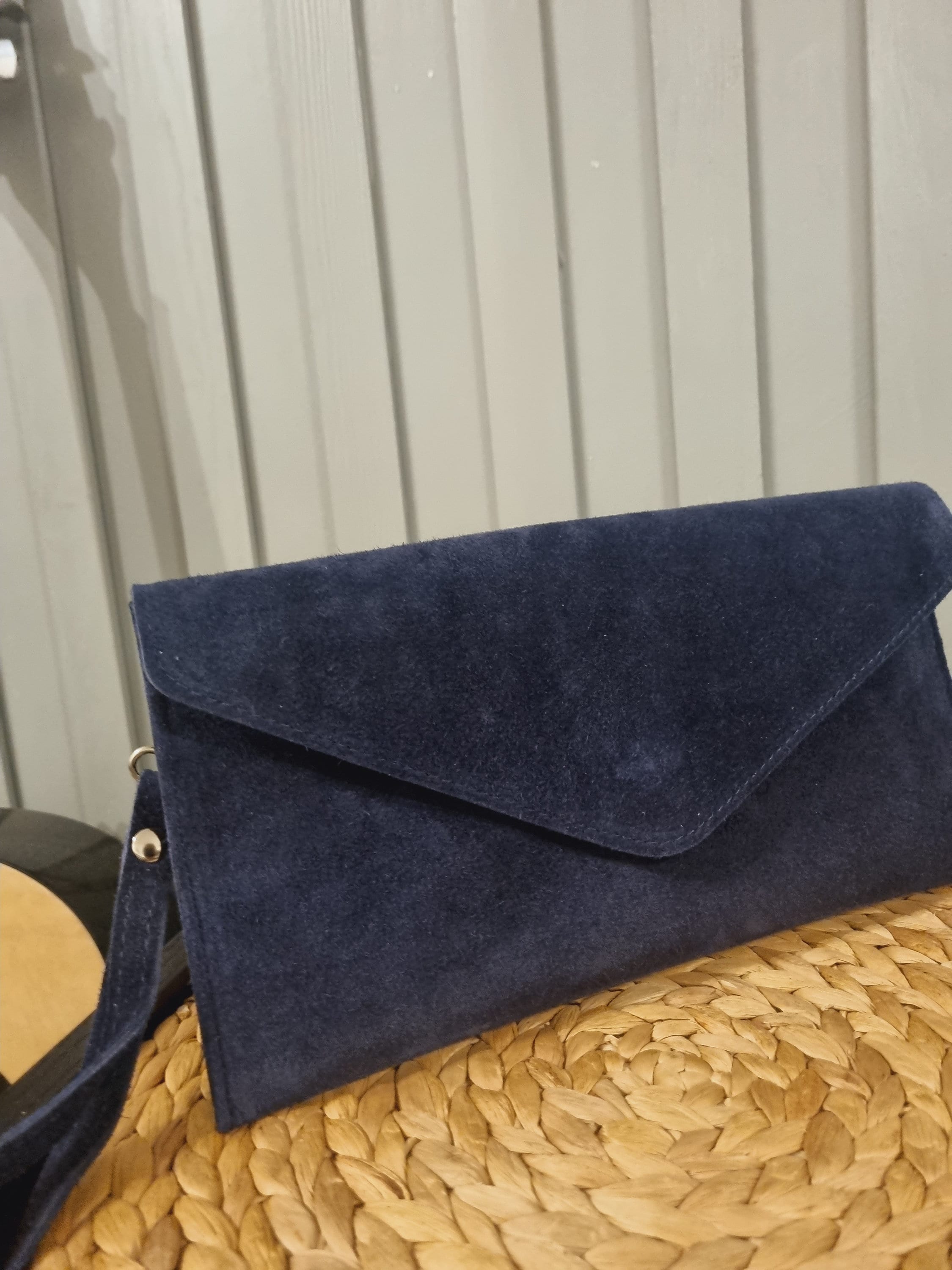Suede Leather Navy Clutch Bag Dark Blue Evening Bag Blue Envelope Party ...
