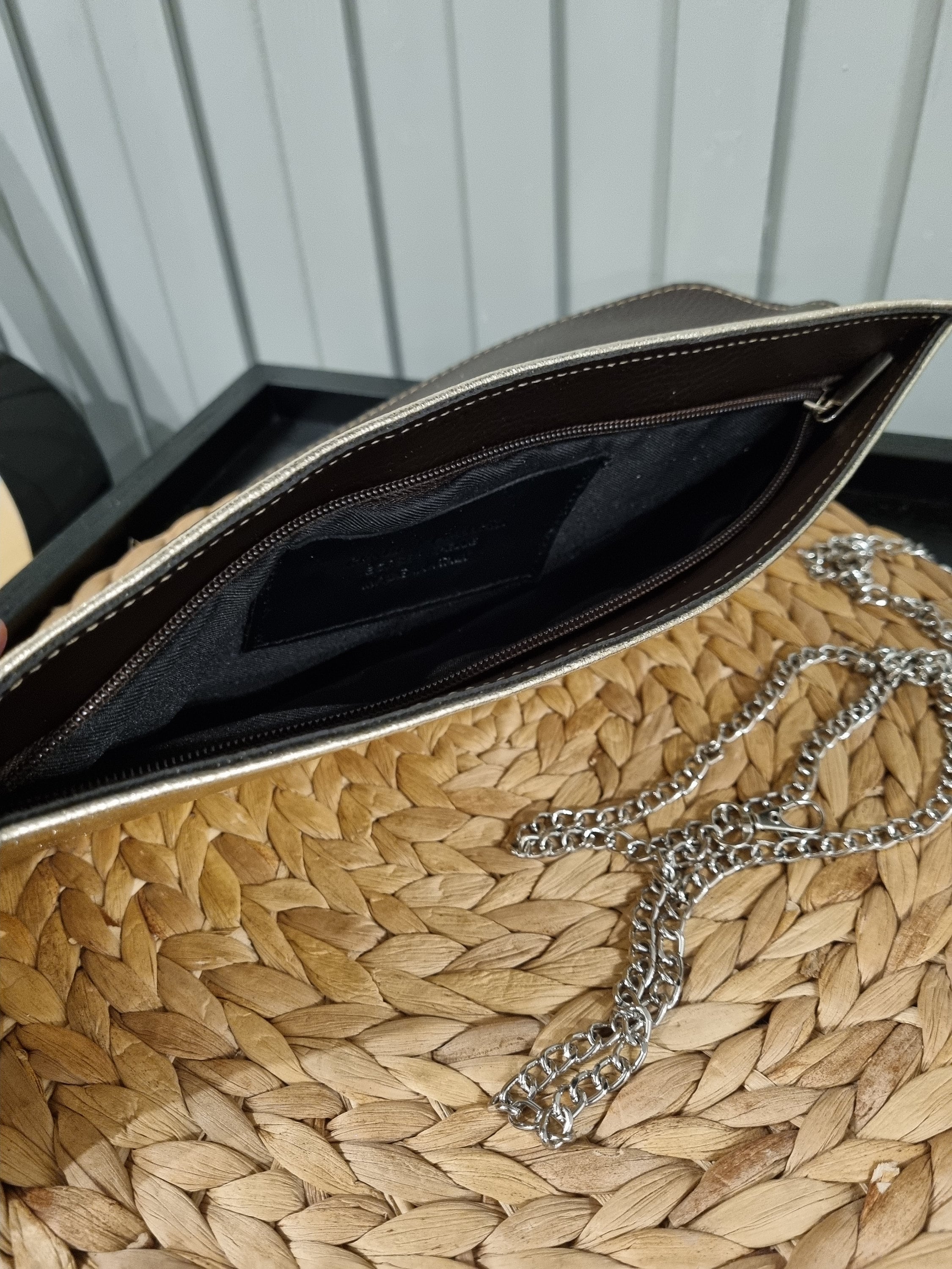 Real Leather Metallic Gold Clutch Bag Gold Evening Bag Gold Party Bag ...
